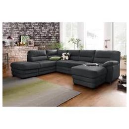 Wohnlandschaft COTTA "Royale U-Form" Sofas Gr. B/H/T: 316cm x 90cm x 93cm, Luxus-Kunstleder, Ottomane links, mit Bettfunktion, schwarz wahlweise mit Bettfunktion