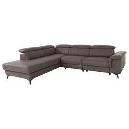 Ecksofa COTTA "Springs L-Form" Sofas Gr. B/H/T: 290 cm x 79 cm x 235 cm, Echtleder, Ottomane links, mit Kopfteilverstellung-ohne Relaxfunktion-ohne Bettkasten, braun (cocoa)