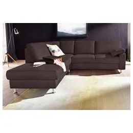 Sit & More Ecksofa SIT & MORE "Belfort L-Form" Sofas Gr. B/H/T: 243cm x 88cm x 218cm, Luxus-Microfaser ALTARA NUBUCK, Ottomane links, ohne Funktion, braun wahlweise mit Vorziehsitz und Bettkasten