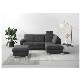 Ecksofa Home Affaire "Summer L-Form" Sofas Gr. B/H/T: 236 cm x 91 cm x 170 cm, Breitcord, Ottomane rechts, mit Bettfunktion-mit Bettkasten-ohne Federkern, grau mit Ottomane, wahlweise Bettfunktion und Bettkasten, Cord-Bezug