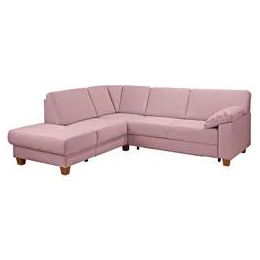 Ecksofa Home Affaire "Belfort L-Form" Sofas Gr. B/H/T: 243cm x 88cm x 91cm, Struktur fein, Ottomane links, ohne Bettfunktion, rosa (altrosa) mit Federkern, wahlweise Bettfunktion und Stauraum