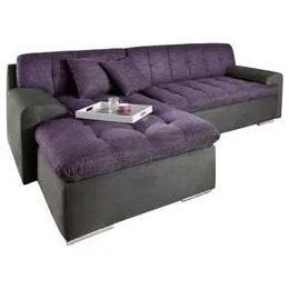 Ecksofa Trendmanufaktur "Rave, aufwendige Sitz und Rückenpolsterung, bequem,, L-Form" Sofas Gr. B/H/T: 245cm x 77cm x 90cm, Luxus-Microfaser ALCAZAR-Struktur, Recamiere links, ohne Bettfunktion, lila (anthrazit, lila) wahlweise mit Bettfunktion