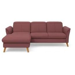 Sit & More Ecksofa SIT & MORE "Romero L-Form" Sofas Gr. B/H/T: 245cm x 91cm x 178cm, Struktur weich, Recamiere links, mit Federkern-ohne Kopfteilverstellung-ohne Bettfunktion-ohne Bettkasten-ohne motorische Relaxfunktion, lila (chianti) wahlweise mit oder ohne Relax-Funktion, Bettfunktion, Bettkasten