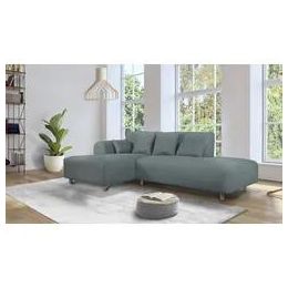 Ecksofa Andas "Svennis L-Form" Sofas Gr. B/H/T: 254cm x 83cm x 165cm, Struktur, Recamiere links, blau (petrol) incl. Zierkissen, in 2 Bezugsvarianten