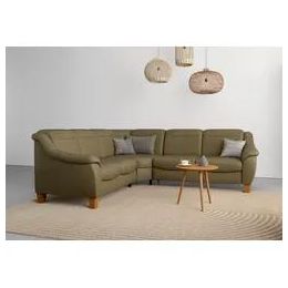 Ecksofa Home Affaire "Caldera L-Form", grün (olive), B:270cm T:250cm, 100% Polyester, Sofas, Federkern, wahlweise mit Kopfteilverstellung, Bettfunktion, Bettkasten