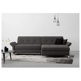 Ecksofa Inosign "Maredo L-Form" Sofas Gr. B/H/T: 284 cm x 89 cm x 179 cm, Luxus-Microfaser Euphoria, mega-Recamiere rechts, mit Kopfteilverstellung und mit Armteilfunktion, grau (fango) Federkern, wahlweise auch mit Kopfteil- und Armlehnverstellung