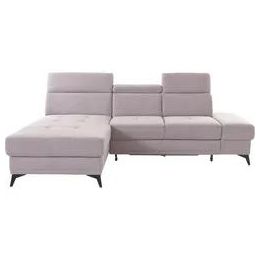 Ecksofa Inosign "Cardiz L-Form" Sofas Gr. B/H/T: 246 cm x 83 cm x 173 cm, Webstoff, Recamiere links, mit manuellem Vorziehsitz-mit Bettkasten, rosa (rosé) inkl.Kopfteilverstellung und Federkern wahlweise mit Bettfunktion