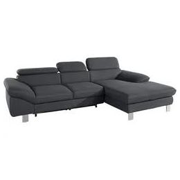 Ecksofa COTTA "Driver L-Form" Sofas Gr. B/H/T: 268cm x 73cm x 169cm, Struktur, Recamiere rechts, mit Kopfteilverstellung-mit Bettfunktion und Bettkasten, schwarz mit Kopfteilverstellung, wahlweise Bettfunktion