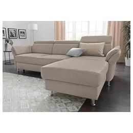 Sit & More Ecksofa SIT & MORE "Avignon L-Form" Sofas Gr. B/H/T: 259cm x 97cm x 172cm, Struktur, Recamiere rechts, mit Kopfteilverstellung-mit Bettfunktion, grau (hellgrau) Kopfteilverstellung, wahlweise mit Bettfunktion und Bettkasten