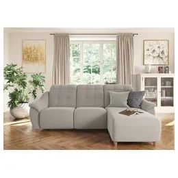 Ecksofa Home Affaire "Boston L-Form" Sofas Gr. B/T: 254 cm x 170 cm, Struktur, Recamiere rechts, mit Kopfteilverstellung, beige (natur) Kopfteilverstellung an jeder Sitzfläche, wahlweise Relaxfunktion