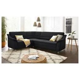 Sit & More Ecksofa SIT & MORE "Cardoso L-Form" Sofas Gr. B/H/T: 249cm x 90cm x 209cm, Flachgewebe, langer Schenkel rechts, mit Bettfunktion, schwarz mit Federkern, wahlweise Bettfunktion und Schubkasten