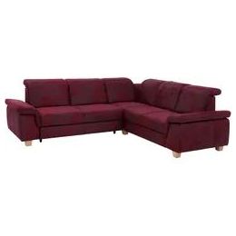 Ecksofa Home Affaire "Dalia L-Form" Sofas Gr. B/T: 256cm x 236cm, Luxus-Microfaser Florence, langer Schenkel rechts, mit Bettfunktion-mit Schubladenstauraum-mit Kopfteilverstellung, rot (bordeaux) mit Federkernpolsterung, wahlweise Bettfunktion, Bettkasten