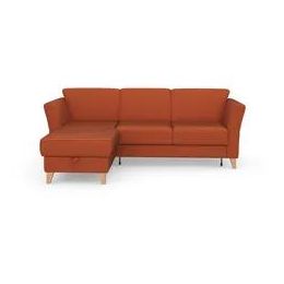 Sit & More Ecksofa SIT & MORE "Visby L-Form" Sofas Gr. B/H/T: 248cm x 87cm x 162cm, Luxus-Microfaser Paris, Recamiere links, mit Bettfunktion-mit Bettkasten, orange (terra) Wahlweise mit Bettfunktion und Bettkasten, frei im Raum stellbar