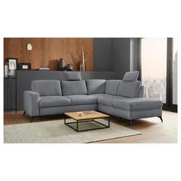 Ecksofa Places of Style "Lolland L-Form", grau (anthrazit), B:249cm H:88cm T:212cm, Struktur imprägniert - feucht abwischbar (100% Polyester), Struktur Flausch (90% Polyester, 10% Polyamid), Luxus-Microfaser ALTARA NUBUCK (100% Polyester), Sofas, Wahlweise mit Bettfunktion und Stauraum, auch mit abwischbarem Bezug