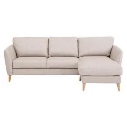 Ecksofa Home Affaire "MARSEILLE (242/152cm),L-Form, Rec. rechts/links" Sofas Gr. B/H/T: 242 cm x 88 cm x 152 cm, Struktur fein, Recamiere rechts, beige Massivholzbeine aus Eiche, in verschieden Bezügen und Farbvarianten