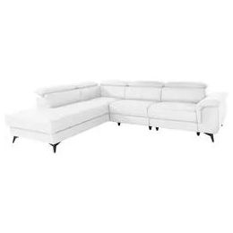 Ecksofa COTTA "Springs L-Form" Sofas Gr. B/H/T: 290cm x 79cm x 235cm, Echtleder, Ottomane links, mit Kopfteilverstellung-ohne Relaxfunktion-ohne Bettkasten, weiß (bianco)