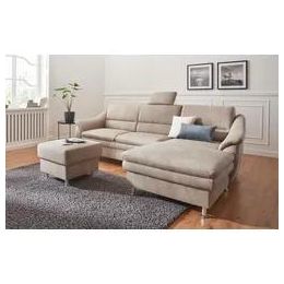 Sit & More Ecksofa SIT & MORE "Cardoso L-Form" Sofas Gr. B/H/T: 264cm x 90cm x 162cm, Luxus-Microfaser 2, Recamiere rechts, mit Bettfunktion, beige mit Federkern, wahlweise Bettfunktion