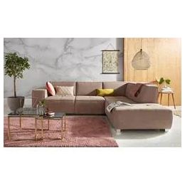 Ecksofa Inosign "Sapporo L-Form" Sofas Gr. B/H/T: 272cm x 78cm x 222cm, Luxus-Microfaser, Ottomane rechts, ohne Bettfunktion, braun (cappuccino) wahlweise Bettfunktion oder Sitztiefenverstellung, Federkern