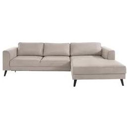 Ecksofa Inosign "Lumber Jack, L-Form" Sofas Gr. B/H/T: 280cm x 85cm x 167cm, Struktur fein, Recamiere rechts, mit Schlaffunktion und Bettkasten, grau (taupe) in moderner Optik