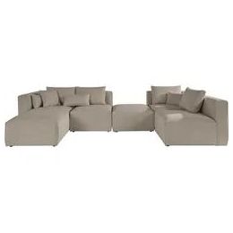 Guido Maria Kretschmer Home & Living Wohnlandschaft GUIDO MARIA KRETSCHMER HOME & LIVING "Comfine U-Form" Sofas Gr. B/H/T: 360 cm x 75 cm x 182 cm, Samtcord, Recamiere links, beige (dunkelbeige) zusammengesetzt aus Modulen, in 3 Stoffen und vielen Farben