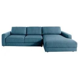 Ecksofa Places of Style "Bloomfield, L-Form" Sofas Gr. B/H/T: 303cm x 84cm x 176cm, Struktur grob, mega-Recamiere rechts, XL ohne Bettfunktion und Bettkasten, blau (tepestry) wahlweise mit Bettfunktion und Bettkasten