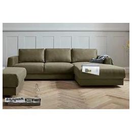 Ecksofa Andas "Hobro L-Form" Sofas Gr. B/H/T: 264cm x 80cm x 175cm, Luxus-Microfaser Lederoptik, Recamiere rechts, grün (oliv) in 3 Bezugsqualitäten vielen Farben, Design by Morten Georgsen