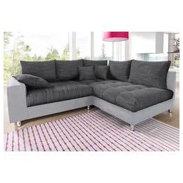 Ecksofa MR. COUCH "Tobi L-Form" Sofas Gr. B/H/T: 226cm x 75cm x 105cm, Microfaser PRIMABELLE-Struktur, Ottomane rechts, Kaltschaum-mit Bettfunktion, grau (hellgrau/schwarz/grau) wahlweise mit Kaltschaum (140kg BelastungSitz), RGB-LED-Beleuchtung