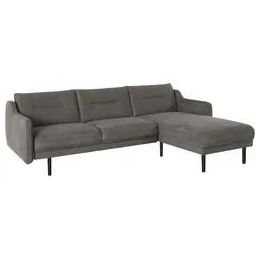 Ecksofa Andas "Nordfyn L-Form" Sofas Gr. B/H/T: 239cm x 81cm x 166cm, Luxus-Microfaser Lederoptik, Recamiere rechts, grau (dunkelgrau) edles Design in 3 Bezugsqualitäten, by Morten Georgsen