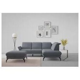 Sit & More Ecksofa SIT & MORE "Fashion L-Form" Sofas Gr. B/H/T: 250cm x 84cm x 207cm, Chenille, Ottomane rechts, mit Kopfteilverstellung-mit Vorziehsitz, motorisch, blau (blaugrau) wahlweise mit Kopfteilverstellung und Vorziehsitz, motorisch