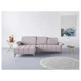 Ecksofa Inosign "Fresh L-Form" Sofas Gr. B/H/T: 281 cm x 79 cm x 185 cm, Chenille-Optik, mega-Recamiere links, mit Armteilverstellung-mit Kopfteilverstellung-mit Vorziehsitz motorisch, rosa (rosé) Federkern, wahlweise Kopfteilverstellung und motorischer Vorziehsitz