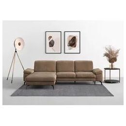 Sit & More Ecksofa SIT&MORE "Cabana L-Form" Sofas Gr. B/H/T: 301 cm x 84 cm x 195 cm, Breitcord, mega-Recamiere links, ohne Sitztiefenverstellung-ohne Kopfteilverstellung-ohne Armlehnfunktion-mit Federkern, braun (latte) Recamiere, wahlweise mit Sitztiefen-, Armlehnen- und Kopfteilfunktion