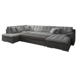 Wohnlandschaft Trendmanufaktur "Rave II, toller Sitzkomfort, auswendige Detailverarbeitung" Sofas Gr. B/H/T: 323cm x 77cm x 202cm, Struktur fein, Recamiere rechts, mit Bettfunktion, grau (dunkelgrau/hellgrau) wahlweise mit Bettfunktion, U-Form