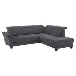 Ecksofa Home Affaire "Solvei L-Form" Sofas Gr. B/H/T: 260cm x 104cm x 235cm, Luxus-Microfaser ALTARA NUBUCK, Ottomane rechts, Sitztiefenverstellung, grau wahlweise auch mit Kopfteilverstellung und Bettfunktion, Federkern