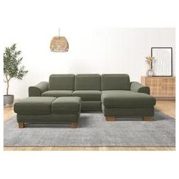 Ecksofa Home Affaire "Dundee L-Form" Sofas Gr. B/H/T: 264cm x 86cm x 170cm, Flachgewebe, Recamiere rechts, inkl.Kopfteilverstellung-ohne Bettfunktion-ohne Bettkasten-ohne relax Funktion, grün wahlweise mit Kopfteilverstellung und zusätzlich Bettfunktion