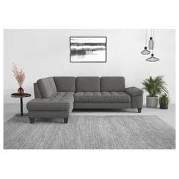 Sit & More Ecksofa SIT & MORE "Westham L-Form" Sofas Gr. B/H/T: 261cm x 88cm x 179cm, Struktur weich, Ottomane links, mit Federkern-ohne Bettfunktion-ohne Armteilverstellung-ohne Sitztiefenverstellung-ohne Stauraum, grau mit Ottomane, oder ohne Bettfunktion, Bettkasten, Verstellung