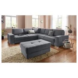 Sit & More Ecksofa SIT & MORE "Santorini L-Form" Sofas Gr. B/H/T: 276cm x 82cm x 271cm, Luxus-Microfaser ALTARA NUBUCK, langer Schenkel links, mit Sitztiefenverstellung, grau (dunkelgrau) mit Federkern und Sitztiefenverstellung, wahlweise Bettfunktion