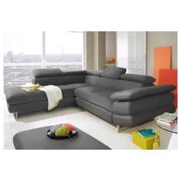 Ecksofa Inosign "Solution L-Form" Sofas Gr. B/H/T: 279cm x 73cm x 228cm, Kunstleder SOFTLUX, Ottomane links, ohne Bettfunktion, grau wahlweise mit Bettfunktion