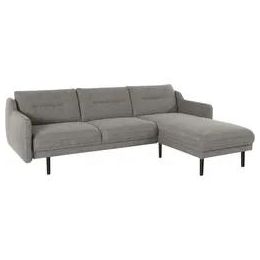 Ecksofa Andas "Nordfyn L-Form" Sofas Gr. B/H/T: 239 cm x 81 cm x 166 cm, Struktur weich, Recamiere rechts, grau (hellgrau) edles Design in 3 Bezugsqualitäten, by Morten Georgsen