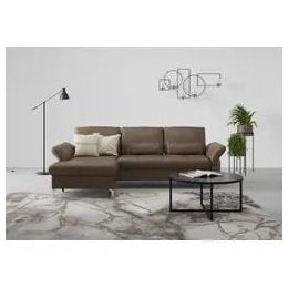 Ecksofa Inosign "Palm Beach L-Form", braun, B:269cm H:89cm T:175cm, 100%Polyester, Sofas, Federkern, mit Sitztiefenverstellung, wahlweise mit Bettfunktion