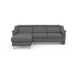 Sit & More Ecksofa SIT & MORE "Freetown L-Form" Sofas Gr. B/H/T: 257cm x 84cm x 166cm, Luxus-Microfaser ALTARA NUBUCK, Recamiere links, mit Bettfunktion-mit Bettkasten, grau (steel) inklusive Kopfteilverstellung und komfortablem Federkern