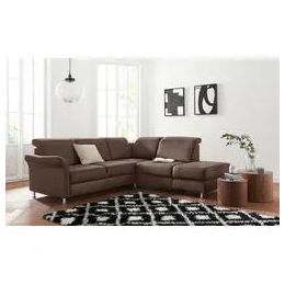 Sit & More Ecksofa SIT & MORE "Darwin L-Form", braun (cognac), B:249cm H:83cm T:221cm, Sofas, inklusive Federkern, wahlweise mit Kopfteilverstellung, Bettfunktion