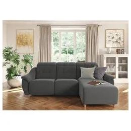 Ecksofa Home Affaire "Boston L-Form" Sofas Gr. B/T: 254 cm x 170 cm, Struktur, Recamiere rechts, mit Kopfteilverstellung, grau Kopfteilverstellung an jeder Sitzfläche, wahlweise Relaxfunktion