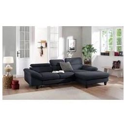 Ecksofa Home Affaire "Pilot L-Form" Sofas Gr. B/H/T: 268cm x 73cm x 108cm, Struktur, Recamiere rechts, mit Kopfteilverstellung-mit Bettkasten-mit Bettfunktion, schwarz wahlweise mit Bettfunktion und Bettkasten