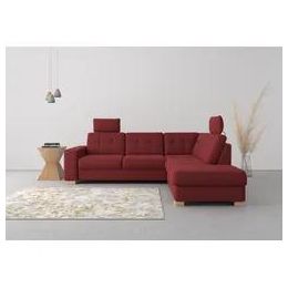 Sit & More Ecksofa SIT & MORE "Quincy L-Form" Sofas Gr. B/H/T: 249cm x 82cm x 213cm, Luxus-Microfaser ALTARA NUBUCK, Ottomane rechts, ohne Bettfunktion, rot (bordeaux) wahlweise mit Bettfunktion und Bettkasten