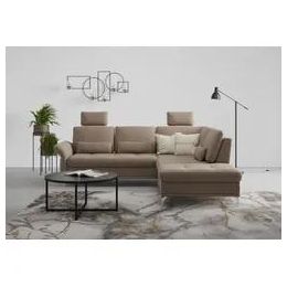 Ecksofa Inosign "Palm Beach L-Form" Sofas Gr. B/H/T: 259cm x 89cm x 224cm, Olympia EASY CLEAN, Ottomane rechts, mit Sitztiefenverstellung-ohne Bettfunktiom-ohne Stauraum-ohne Armteilverstellung, grau (taupe) Federkern, mit Sitztiefenverstellung, wahlweise Bettfunktion