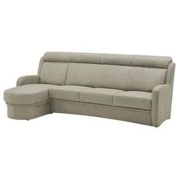 Ecksofa VILLA BECK "Varese L-Form" Sofas Gr. B/H/T: 256cm x 102cm x 83cm, Microfaser, Longchair links, mit Bettkasten, grün (14 stone) Kopfteilverstellung, wahlweise mit Sitzvorzug, in Sitzhöhe 49 cm