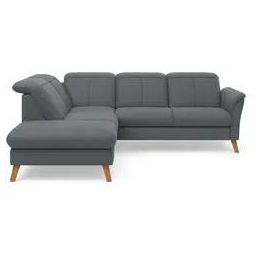 Sit & More Ecksofa SIT & MORE "Romero L-Form" Sofas Gr. B/H/T: 250cm x 91cm x 220cm, Luxus-Microfaser ALTARA NUBUCK, Ottomane links, ohne Federkern-ohne Kopfteilverstellung-ohne Bettfunktion-ohne Stauraum-ohne TV-motorisch, grau (dunkelgrau) wahlweise mit oder ohne TV-Funktion, Bettfunktion, Bettkasten