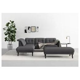 Sit & More Ecksofa SIT & MORE "Scandia L-Form" Sofas Gr. B/H/T: 271cm x 82cm x 214cm, Chenille, Ottomane links, Mit Kopfteilverstellung-Mit Armteilfunktion-Mit schwarzen matten Metallfüßen, braun (espresso) Wahlweise mit Kopfteilverstellung und Armteilfunktion