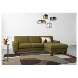 Ecksofa Home Affaire "Vision L-Form" Sofas Gr. B/H/T: 252cm x 90cm x 164cm, Easy care, Recamiere rechts, ohne Bettfunktion-ohne Bettkasten, grün (olive) mit Federkern, wahlweise Bettfunktion und Bettkasten