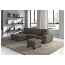 Sit & More Ecksofa SIT&MORE "Luxor L-Form" Sofas Gr. B/H/T: 275 cm x 82 cm x 173 cm, Struktur fein, mega-Recamiere links, mit Bettfunktion-mit Bettkasten-mit Kopfteilverstellung, beige (dunkelbeige) wahlweise mit Bettfunktion, Bettkasten und Kopfteilverstellung